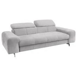 3-Sitzer COTTA "Chef", grau, B:232cm H:72cm T:105cm, Chenille (90% Polyester, 10% Polyamid);Struktur (100% Polyester), Sofas, mit Kopfteilverstellung