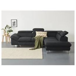 Ecksofa COTTA "Driver L-Form", schwarz, B:268cm H:73cm T:214cm, Kunstleder SOFTLUX;LEDER BEEFY (ein abgedecktes Spalt-Rindsleder) im Sitz und R&uuml;cken (Korpus in Kunstleder);Luxus-Kunstleder;Leder Pampas (echtes Rindsleder) im Sitz und R&uuml;cken (R&uuml;ckseite mit Spannstoff bezogen), Sofas, Ecksofa, mit Kopfteilverstellung, wahlweise mit Bettfunktion & Bettkasten