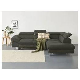 Ecksofa COTTA "Driver L-Form", hunter, B:268cm H:73cm T:214cm, Kunstleder SOFTLUX;LEDER BEEFY (ein abgedecktes Spalt-Rindsleder) im Sitz und R&uuml;cken (Korpus in Kunstleder);Luxus-Kunstleder;Leder Pampas (echtes Rindsleder) im Sitz und R&uuml;cken (R&uuml;ckseite mit Spannstoff bezogen), Sofas, Ecksofa, mit Kopfteilverstellung, wahlweise mit Bettfunktion & Bettkasten