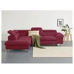 Ecksofa COTTA "Driver L-Form", coral, B:268cm H:73cm T:214cm, Kunstleder SOFTLUX;LEDER BEEFY (ein abgedecktes Spalt-Rindsleder) im Sitz und R&uuml;cken (Korpus in Kunstleder);Luxus-Kunstleder;Leder Pampas (echtes Rindsleder) im Sitz und R&uuml;cken (R&uuml;ckseite mit Spannstoff bezogen), Sofas, Ecksofa, mit Kopfteilverstellung, wahlweise mit Bettfunktion & Bettkasten