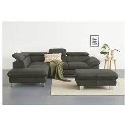 Ecksofa COTTA "Driver L-Form", hunter, B:268cm H:73cm T:214cm, Kunstleder SOFTLUX;LEDER BEEFY (ein abgedecktes Spalt-Rindsleder) im Sitz und R&uuml;cken (Korpus in Kunstleder);Luxus-Kunstleder;Leder Pampas (echtes Rindsleder) im Sitz und R&uuml;cken (R&uuml;ckseite mit Spannstoff bezogen), Sofas, Ecksofa, mit Kopfteilverstellung, wahlweise mit Bettfunktion & Bettkasten