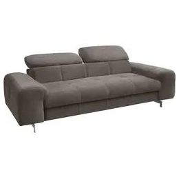 3-Sitzer COTTA "Chef", espresso, B:232cm H:72cm T:105cm, Chenille (90% Polyester, 10% Polyamid);Struktur (100% Polyester), Sofas, mit Kopfteilverstellung
