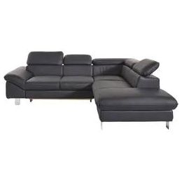 Ecksofa COTTA "Driver L-Form", schwarz, B:268cm H:73cm T:214cm, Kunstleder SOFTLUX;LEDER BEEFY (ein abgedecktes Spalt-Rindsleder) im Sitz und R&uuml;cken (Korpus in Kunstleder);Luxus-Kunstleder;Leder Pampas (echtes Rindsleder) im Sitz und R&uuml;cken (R&uuml;ckseite mit Spannstoff bezogen), Sofas, Ecksofa, mit Kopfteilverstellung, wahlweise mit Bettfunktion & Bettkasten