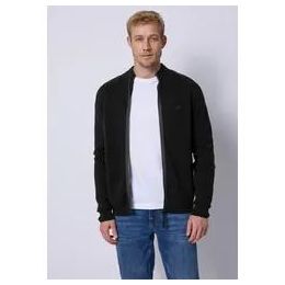 Strickjacke Street One MEN, Herren, Gr. XL (44), schwarz, Web, 100% Baumwolle, unifarben, normal normal, hoch geschlossener Ausschnitt, Rippb&uuml;ndchen, Strickjacken Strickjacke, mit Zipper