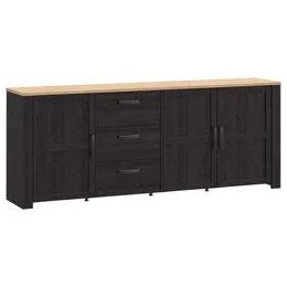 Sideboard FORTE "Bohol, gro&szlig;es Sideboard,Breite 2,20 mtr. Soft-Close, Stauraum", riviera eiche, cabazone eiche, B:220,8cm H:87cm T:42cm, Spanplatte, Sideboards, Sideboard, B/H/T 220,8/87/42cm, 3 T&uuml;ren, 3 SK