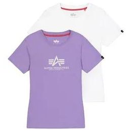 T-Shirt Alpha Industries "New Basic T-Shirt BL 2 Pack W", Damen, Gr. M, wei&szlig;, violet storm, Obermaterial: 100% Baumwolle, Shirts T-Shirt