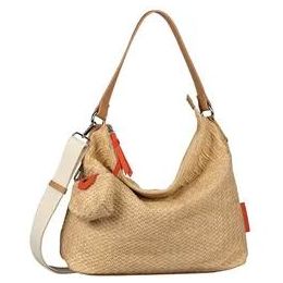 Hobo Tom Tailor "Vanya", Herren, Gr. B/H/T: 33cm x 30cm x 10cm, beige kombiniert, Bast, clean, gepflegt, unifarben, Taschen Hobo, Damen Umh&auml;ngetasche, Schultertasche Colour-Pop & Mini-Bag
