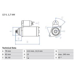 Bosch Starter 0986025150 f&uuml;r SEAT
