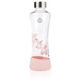 Trinkflasche Equa "Urban Jungle - Magnolia", rosa (transparent, rosa), H:24cm, Borosilikatglas, Trinkflaschen, Trinkflasche, Borosilikatglas, 550 ml