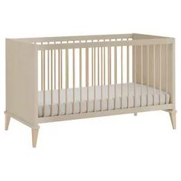 Babybett Paidi "JONTE 70x140cm in Beige, umbaubares Kinderbett mit Massivholz", cashmere, beige, B:76cm H:88cm L:148cm, Holz teilmassiv, Babybetten, Babybett, Gitterbett 4-fach h&ouml;henverstellbar, entnehmbare Sprossen, Juniorbett