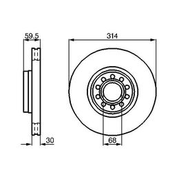 Bosch Bremsensatz, Scheibenbremse ijf140x268 Vorderachse innenbel&uuml;ftet 314mm 29mm f&uuml;r VW Audi