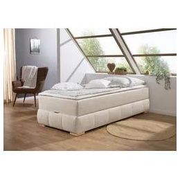 Boxbett OTTO HOME "Wehma ohne Kopfteil inkl. Bettkasten, auch in &Uuml;berl&auml;nge erh&auml;ltlich", beige, Komplettbetten, Struktur, Liegefl&auml;che B/L: 100cm x 200cm, H2 + H2, 7-Zonen-Tonnentaschen-Federkernmatratze, in H2, H3 & H4 w&auml;hlbar, inklusive Topper, B:104cm L:204cm