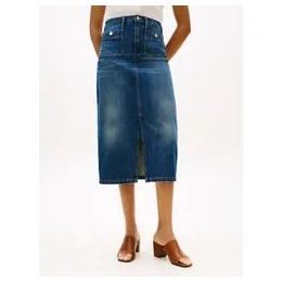Jeansrock Tommy Hilfiger "DNM NATE MIDI STRAIGHT SKIRT HW", Damen, Gr. 40, nate, Denim/Jeans, Obermaterial: 100% Baumwolle, unifarben, straight fit wadenlang, R&ouml;cke Jeansrock, mit hohem Bund