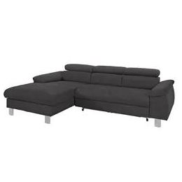 Ecksofa COTTA "Komaris L-Form, B: 244 cm", mud, B:244cm H:72cm T:166cm, Microfaser PRIMABELLE (100% Polyester);Kunstleder SOFTLUX(100%Polyurethan);Feinstruktur (100% Polyester);Kunstleder SOFTLUX/Struktur (100%Polyurethan, 90%Polyester, 10% Polyacryl), Sofas, Ecksofa, mit Kopfteilverstellung, optional Bettfunktion, Bettkasten & Licht