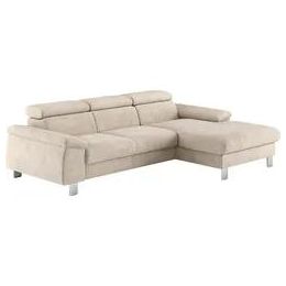 Ecksofa COTTA "Komaris L-Form, B: 244 cm", platinum, B:244cm H:72cm T:166cm, 100% Polyester, Sofas, Ecksofa, mit Kopfteilverstellung, optional Bettfunktion, Bettkasten & Licht