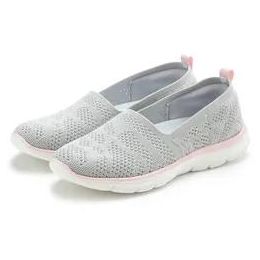 Slipper Lascana "Ballerina, Sneaker, Freizeitschuh, Slip-On-Sneaker", Herren, Gr. 42, blau (grau, ros&eacute;), Obermaterial: 100% Textilmaterial. Decksohle: 100% Textilmaterial. Futter: 100% Textilmaterial. Laufsohle: 100% Synthetik, kontrastfarbene Details, mehrfarbig, unifarben, unifarben mit Farbeinsatz, Basic, Schuhe Slipper, NEU zum Reinschl&uuml;pfen, ultraleicht VEGAN