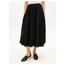 A-Linien-Rock Tommy Hilfiger "VIS/LINEN VOLUME MIDI SKIRT", Damen, Gr. S (36/38), schwarz, Web, Obermaterial: 53% Leinen, 47% Viskose, unifarben, A-Linie ca. Mitte Wade, R&ouml;cke A-Linien-Rock, Leinen-Mix mit feinen Falten, Relaxed Fit