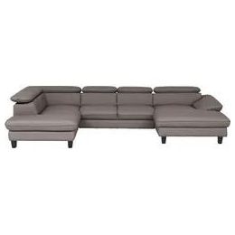 Wohnlandschaft Home Affaire "Pilot U-Form", elephant, B:331cm T:108cm, Sofas, Wohnlandschaft, mit Kopfteilverstellung, wahlweise mit Bettfunktion & Bettkasten