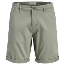 Jack & Jones PlusSize Chinoshorts "JPSTBOWIE JJSHORTS SOLID SN PLS", Herren, Gr. 46 (6XL), N-Gr, vetiver, Web, Obermaterial: 98% Baumwolle, 2% Elasthan, JACK & JONES PLUSSIZE, unifarben, regular fit knielang, Hosen Chinoshorts, mit Umschlag
