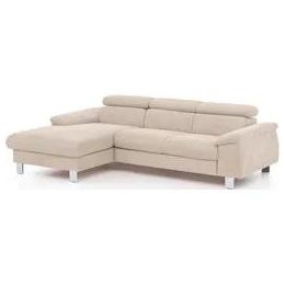 Ecksofa COTTA "Komaris L-Form, B: 244 cm", beige, B:244cm H:72cm T:166cm, Microfaser PRIMABELLE (100% Polyester);Kunstleder SOFTLUX(100%Polyurethan);Feinstruktur (100% Polyester);Kunstleder SOFTLUX/Struktur (100%Polyurethan, 90%Polyester, 10% Polyacryl), Sofas, Ecksofa, mit Kopfteilverstellung, optional Bettfunktion, Bettkasten & Licht