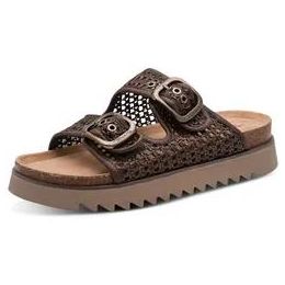 Pantolette Tamaris, Damen, Gr. 40, mokka, Bast, Lederimitat, unifarben, Schuhe Pantolette, Sommerschuh, Schlupfschuh in veganer Verarbeitung