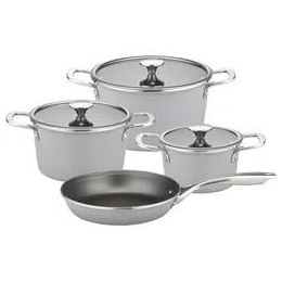 Topf-Set GSW "Stratos", grau, 1,6 l, T&ouml;pfe, Kochtopf-Set aus Stahl-Emaille mit antihaft-versiegelter Pfanne