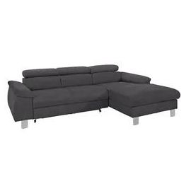 Ecksofa COTTA "Komaris L-Form, B: 244 cm", grau, B:244cm H:72cm T:166cm, Microfaser PRIMABELLE (100% Polyester);Kunstleder SOFTLUX(100%Polyurethan);Feinstruktur (100% Polyester);Kunstleder SOFTLUX/Struktur (100%Polyurethan, 90%Polyester, 10% Polyacryl), Sofas, Ecksofa, mit Kopfteilverstellung, optional Bettfunktion, Bettkasten & Licht