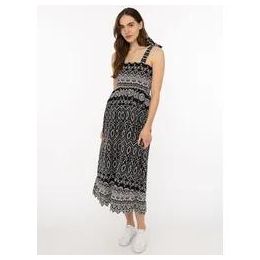 Maxikleid Zwillingsherz "Lochstickerei", Damen, Gr. S/M, N-Gr, schwarz, Obermaterial: 100% Baumwolle, Kleider Maxikleid, kn&ouml;chellang, mit verstellbaren Tr&auml;gern, Lochspitze