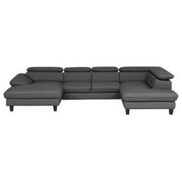 Wohnlandschaft Home Affaire "Pilot U-Form", anthrazit, B:331cm T:108cm, Sofas, Wohnlandschaft, mit Kopfteilverstellung, wahlweise mit Bettfunktion & Bettkasten