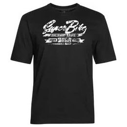 T-Shirt Ahorn Sportswear "SUPER_BIKE", Herren, Gr. 8XL, schwarz, 100% Baumwolle, bedruckt, normal, Rundhals, Shirts T-Shirt, mit Front-Print und Rundhals-Ausschnitt