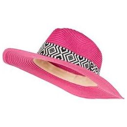 Sonnenhut styleBREAKER "Panama Strohhut Hutband Azteken Muster", Damen, pink (magenta), Obermaterial: 100% Papierstroh PAS., Modisch, H&uuml;te