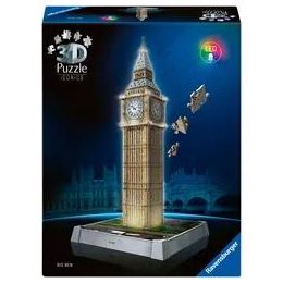 3D-Puzzle Ravensburger "Iconics: Big Ben - mit Licht", bunt, Puzzles, KinderB:20,9cm H:44cm T:20,9cm, Kunststoff, beleuchtet, Made in Europe, B:20,9cm H:44cm T:20,9cm