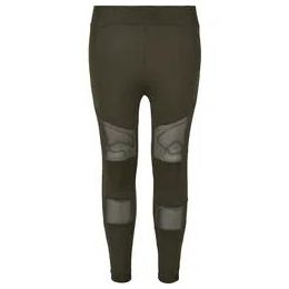 Leggings Urban Classics "Urban Classics Damen Girls Tech Mesh Leggings", M&auml;dchen, Gr. 122/128, Normalgr&ouml;&szlig;en, schwarzolive, 80% Polyamid, 20% Elasthan, unifarben, skinny fit, Hosen Leggings