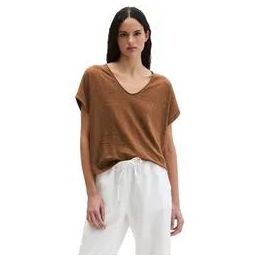 Marc O'Polo T-Shirt MARC O'POLO "aus Slub-Jersey", Damen, Gr. L, burnt braun, Obermaterial: 100% Baumwolle, unifarben, Basic, loose fit, V-Ausschnitt, normaler Saum, Shirts T-Shirt