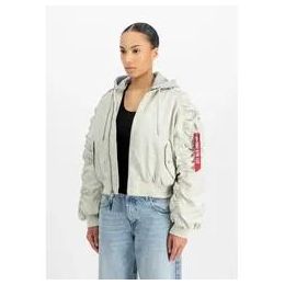 Bomberjacke Alpha Industries "Short Hooded Bomber Light W", Damen, Gr. M, stone, Obermaterial: 100% Nylon, Jacken Bomberjacke