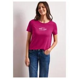 Kurzarmshirt Street One, Damen, Gr. 34, magenta dream, Jersey, Obermaterial: 80% Polyester, 20% Viskose, bedruckt, normal h&uuml;ftbedeckend, Rundhals, abgesteppte Kante, Shirts, Sommershirt mit Rundhals und Wording