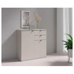 Kommode Home Affaire "THALIANA Sideboard mit 2 T&uuml;ren und 2 Schubladen, Breite 80 cm", cashmere beige, B:80cm H:83,5cm T:35cm, FSC-zertifizierter Holzwerkstoff, Spanplatte, Sideboards, Kommode, Schrank in 3 Farben erh&auml;ltlich, schwarze Metallgriffe, viel Stauraum