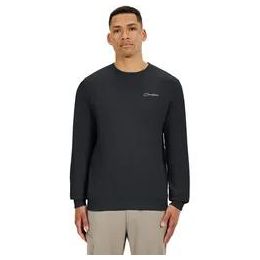 Longsleeve Berghaus "M LOGO CREW LIGHT", Herren, Gr. XL, jet schwarz, Obermaterial: 73% Baumwolle, 22% Polyester, 5% Elasthan, normal, Rundhals, Shirts, superwarme Schicht, sportlicher Stil, Rundhalsausschnitt