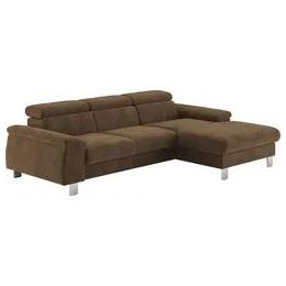 Ecksofa COTTA "Komaris L-Form, B: 244 cm", espresso, B:244cm H:72cm T:166cm, 88% POLYESTER (PES) 12% POLYAMID (PA), Sofas, Ecksofa, mit Kopfteilverstellung, optional Bettfunktion, Bettkasten & Licht
