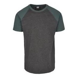 T-Shirt Urban Classics "Urban Classics Herren Raglan Contrast Tee", Damen, Gr. M, charcoal, bottlegr&uuml;n, 100% Baumwolle, mehrfarbig, normal, Rundhals, Shirts T-Shirt