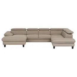 Wohnlandschaft Home Affaire "Pilot U-Form", sand, B:331cm T:108cm, Sofas, Wohnlandschaft, mit Kopfteilverstellung, wahlweise mit Bettfunktion & Bettkasten