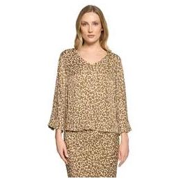 Schlupfbluse Betty Barclay "Damen mit Leoprint", Damen, Gr. 46, beige, khaki, Obermaterial: 100% Viskose, figurumspielend normal, V-Ausschnitt, Blusen Schlupfbluse
