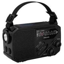 Philips Notfallradio "TAR1609/00", schwarz, B:15cm H:9cm T:6,8cm, Radios, Kurbelradio, LED-Leuchte, lauter SOS-Alarm + Blinkleuchte,USB-C, USB-A