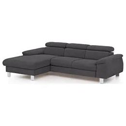Ecksofa COTTA "Komaris L-Form, B: 244 cm", grau, B:244cm H:72cm T:166cm, Microfaser PRIMABELLE (100% Polyester);Kunstleder SOFTLUX(100%Polyurethan);Feinstruktur (100% Polyester);Kunstleder SOFTLUX/Struktur (100%Polyurethan, 90%Polyester, 10% Polyacryl), Sofas, Ecksofa, mit Kopfteilverstellung, optional Bettfunktion, Bettkasten & Licht