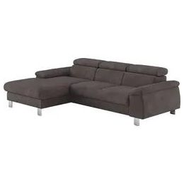 Ecksofa COTTA "Komaris L-Form, B: 244 cm", anthrazit, B:244cm H:72cm T:166cm, 94% POLYESTER (PES) 6%POLYAMID (PA), Sofas, Ecksofa, mit Kopfteilverstellung, optional Bettfunktion, Bettkasten & Licht