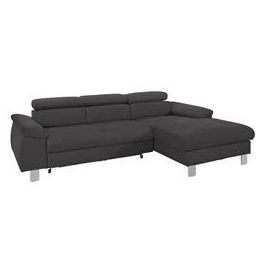 Ecksofa COTTA "Komaris L-Form, B: 244 cm", mud, B:244cm H:72cm T:166cm, Microfaser PRIMABELLE (100% Polyester);Kunstleder SOFTLUX(100%Polyurethan);Feinstruktur (100% Polyester);Kunstleder SOFTLUX/Struktur (100%Polyurethan, 90%Polyester, 10% Polyacryl), Sofas, Ecksofa, mit Kopfteilverstellung, optional Bettfunktion, Bettkasten & Licht