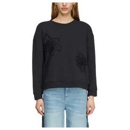 Sweatshirt comma, Damen, Gr. 42, navy, Sweatware, Obermaterial: 70% Baumwolle, 30% Polyester, bestickt, regular fit normal, Rundhals, B&uuml;ndchen, Sweatshirts Sweatshirt, mit Stickerei