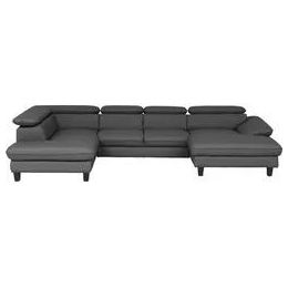 Wohnlandschaft Home Affaire "Pilot U-Form", anthrazit, B:331cm T:108cm, Sofas, Wohnlandschaft, mit Kopfteilverstellung, wahlweise mit Bettfunktion & Bettkasten