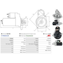 AS-PL Starter s0614pr f&uuml;r Iveco DAF Fiat MITSUBISHI RENAULT