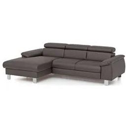 Ecksofa COTTA "Komaris L-Form, B: 244 cm", elefant, B:244cm H:72cm T:166cm, Microfaser PRIMABELLE (100% Polyester);Kunstleder SOFTLUX(100%Polyurethan);Feinstruktur (100% Polyester);Kunstleder SOFTLUX/Struktur (100%Polyurethan, 90%Polyester, 10% Polyacryl), Sofas, Ecksofa, mit Kopfteilverstellung, optional Bettfunktion, Bettkasten & Licht